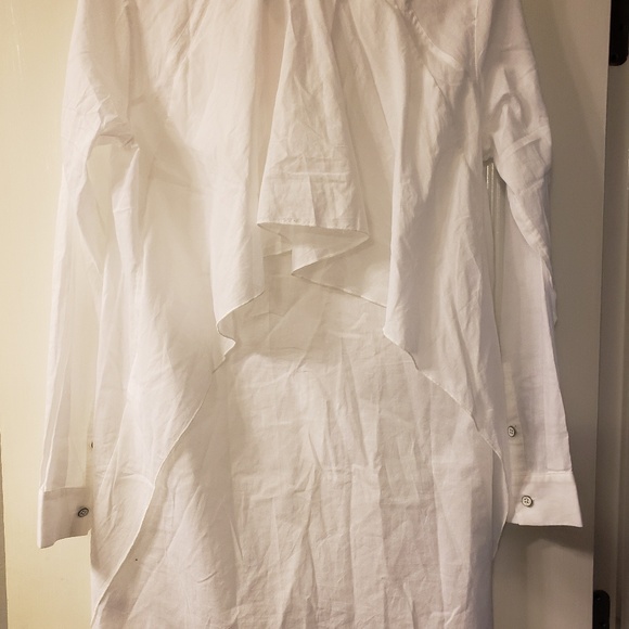CAbi | Tops | Nwt White Cabi Long Shirt With Ruffle Back M | Poshmark